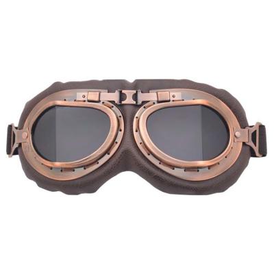 China Custom Old Style Motorcycle Goggles with Adjustable High Strap and Anti-scratch Lens for sale