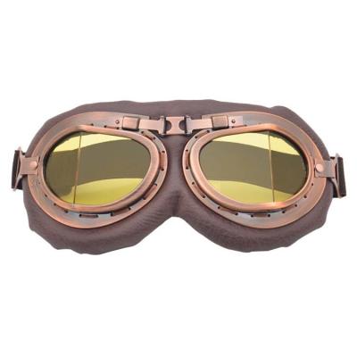 China Custom Old Style Motorcycle Goggles with Adjustable High Strap and Anti-scratch Lens for sale