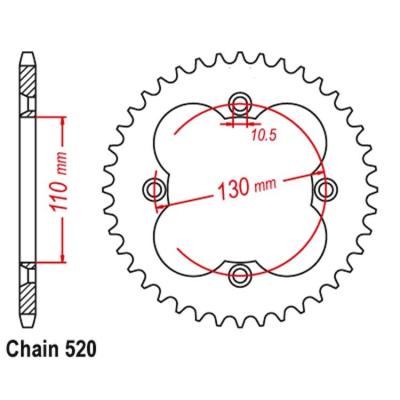 Cina Spirale posteriore in alluminio nero 38T 39T lavorato CNC per Honda TRX 250 300 400 450 ATV in vendita