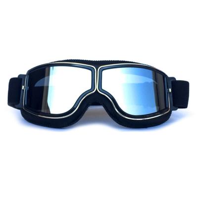 China Silikonband Aanpasbare vintage leer motorfietsrijbril voor helm Te koop