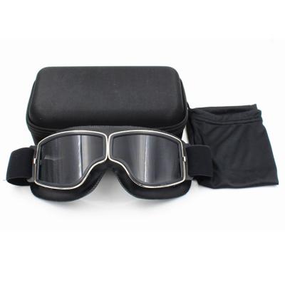 China Silikonband Aanpasbare vintage leer motorfietsrijbril voor helm Te koop