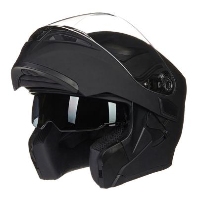 China Motorcycle Dual Visor Flip up Modular Full Face Helmet DOT 6 Colors XL GLOSS BLACK for sale