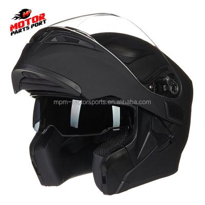 China Motorcycle Dual Visor Flip up Modular Full Face Helmet DOT 6 Colors XL GLOSS BLACK for sale