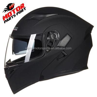 China Motorcycle Dual Visor Flip up Modular Full Face Helmet DOT 6 Colors XL GLOSS BLACK for sale