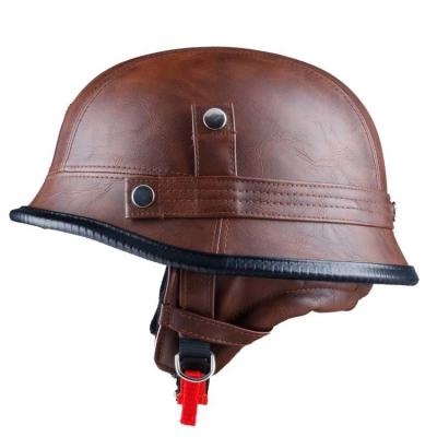 Cina Casco di pelle tedesca per motociclisti in pelle nera PU in vendita