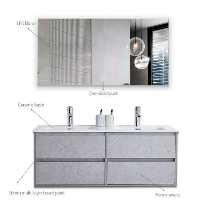 China Het recentste van de de Eenhedenmuur van de Badkamersijdelheid Kabinet van Hung Waterproof Luxury Bathroom Vanity met LEIDENE Spiegel Te koop