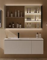 China SONSILL Rectangle Solid Wood Bathroom Vanity 80cm with LED Mirror Light Custom Color for sale