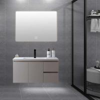 China Wall Mounted Solid Wood Bathroom Vanity 80cm with Ceramic Basin and Partition Storage for sale