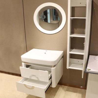 China Stärke 16mm PVC-Badezimmer-Kabinette mit weißem kreisförmigem intelligentem Spiegel zu verkaufen