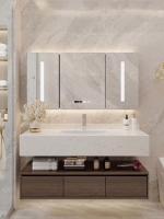 China Luxury Wall Mounted Bathroom Vanity Cabinet with Ceramic Basin 78x60cm Mirror for sale