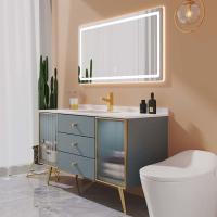 China Floor Mounted 3 Drawer Bathroom Vanity Cabinet 80cm with LED Mirror and Ceramic Basin for sale