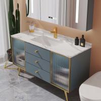 China Floor Mounted 3 Drawer Bathroom Vanity Cabinet 80cm with LED Mirror and Ceramic Basin for sale