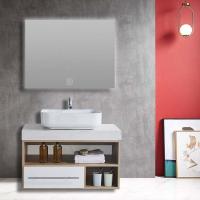 China PVC Surface Bathroom Vanity Cabinet Set 80cm with LED Mirror Ceramic Basin for sale
