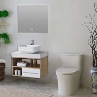 China PVC Surface Bathroom Vanity Cabinet Set 80cm with LED Mirror Ceramic Basin for sale