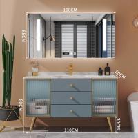 China LED Mirror Ceramic Top Bathroom Vanity Wall Mounted Solid Wood Cabinet 80x50x50cm for sale