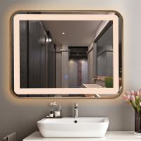 China Custom Smart LED Bathroom Mirror 800x600mm Rectangular Aluminum Wall Mount Touch Sensor for sale