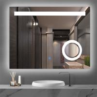 China Custom Smart LED Bathroom Mirror 800x600mm Rectangular Aluminum Wall Mount Touch Sensor for sale