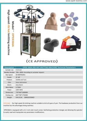 Quality Advanced Automatic Lubrication Popular Rib Hats Knitting Machine 770*1350*2300mm for sale