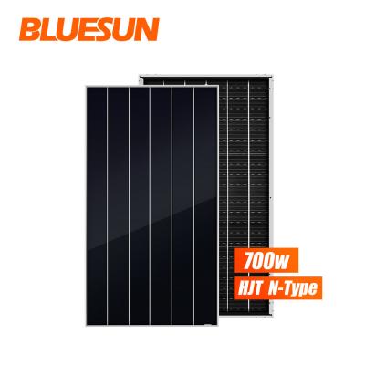 China Bluesun HJT Manufacture Bifacial Shingled Solar Power Panel 700W 690W 680W 675Watt Mono Home Use 1000w Solar Panel Complete Kit for sale
