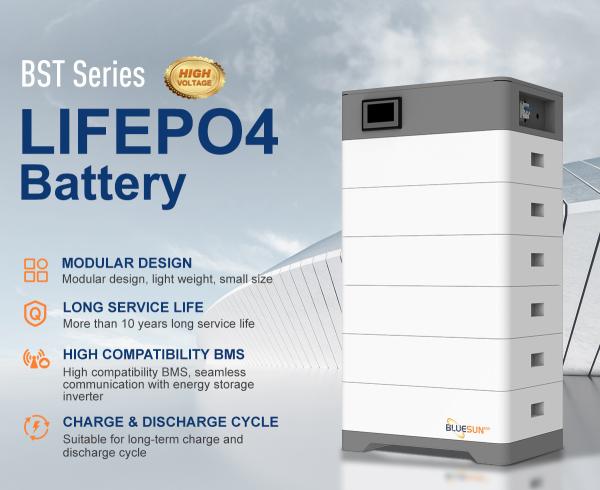 Quality Bluesun 12v-100ah Home Battery Storage System Lifepo4 Solar Lithium Ion Stackable with Smart BMS & CAN Communication Port for sale