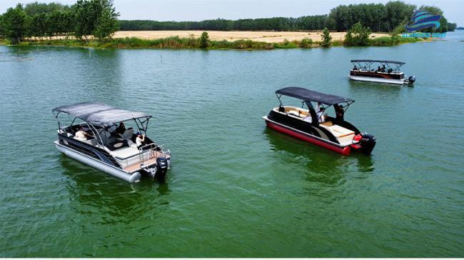 19ft Luxury Pontoon Boat on water