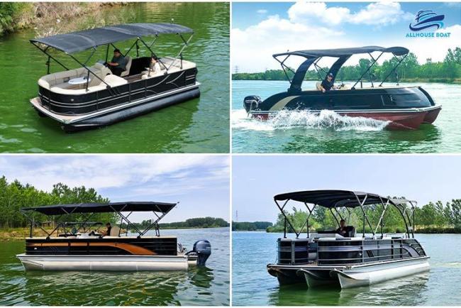 Spacious deck of pontoon boat