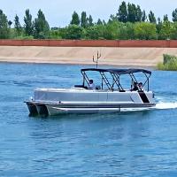 Quality Single Layer Fibreglass Pontoon Boat 30FT 20-23 Person For Leisurely Cruises for sale