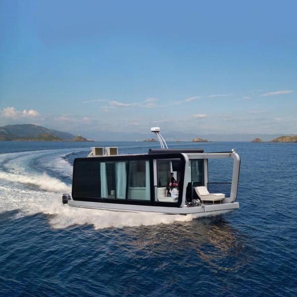 Quality 4.0m Width Floating Party Boat Aluminum Luxury Houseboat For 16 Person for sale