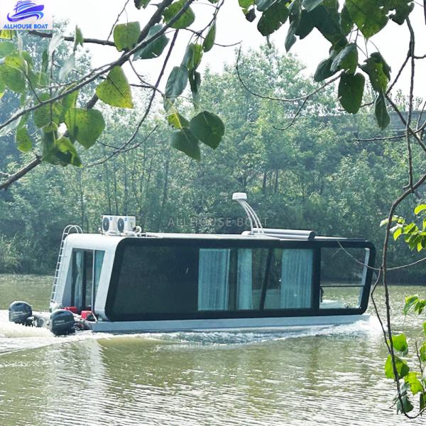 Quality Water Sunbathing Aluminum Boat House 16 People With Kitchen Bathroom Bedroom for sale