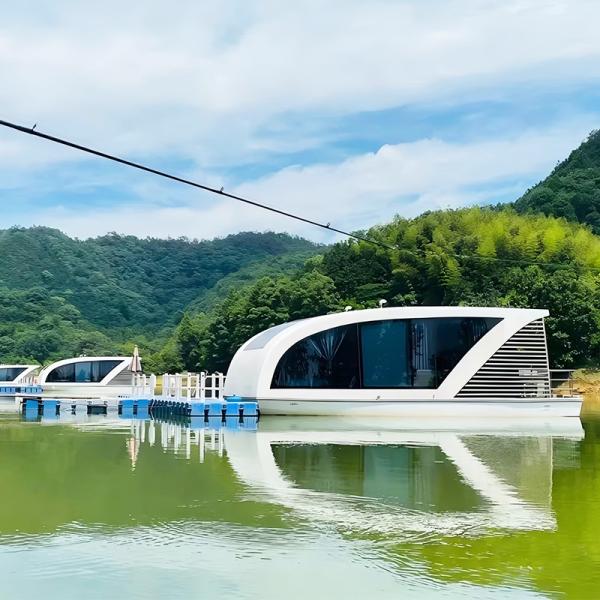 Quality Aluminum Design Floating Boat Hotel House Boat For Fishing Swimming for sale