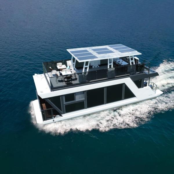Quality 30 People Floating Aluminum Restaurant Boat , Two Story Boat Bar And Restaurant for sale