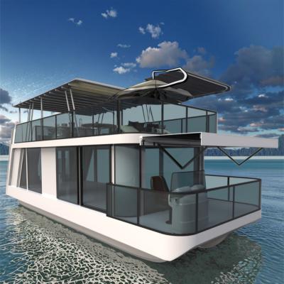 China Barco casero de aluminio de doble cubierta tamaño personalizado estilo pontón Barco casero de fiesta for sale