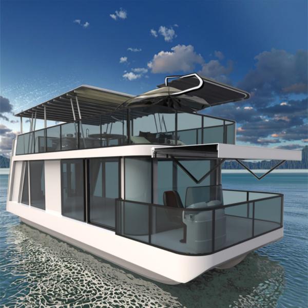 Quality Double Deck Aluminum House Boat Custom Size Pontoon Style Party Houseboat for sale
