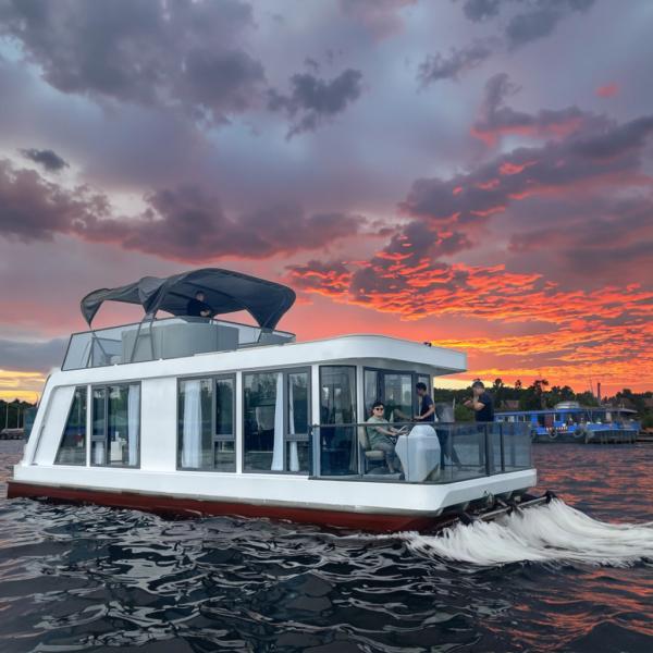 Quality Luxury Aluminum Construction Floating Boat Hotel House Boat 11.5m Length for sale