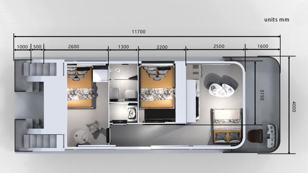 Quality Luxury Aluminum Construction Floating Boat Hotel House Boat 11.5m Length for sale