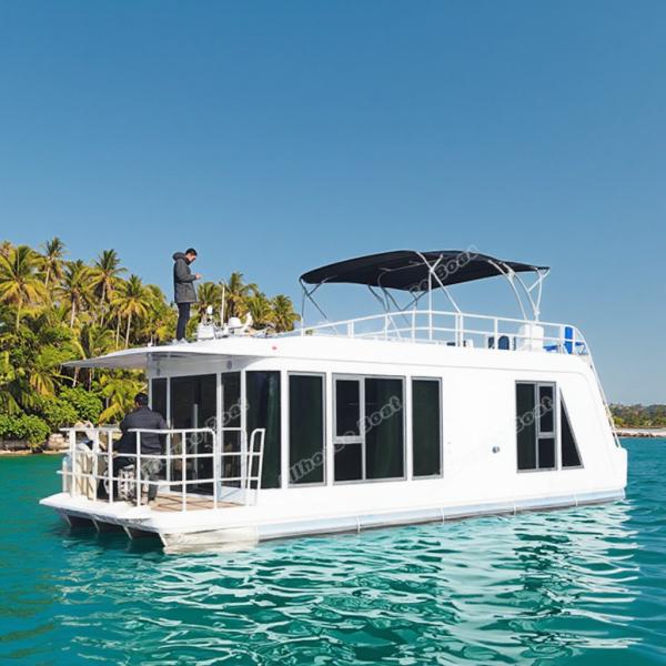 Quality 11.5m Length Floating Boat Hotel Aluminum Boathouse For 16 Passenger for sale