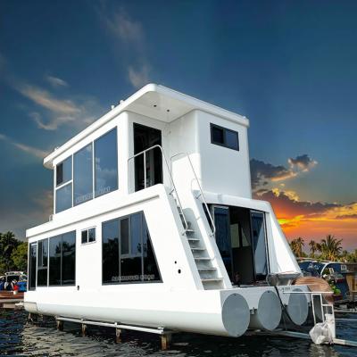 China Dual Layer 4.0m Width Luxury Boat House Aluminum Houseboats For 25 People for sale