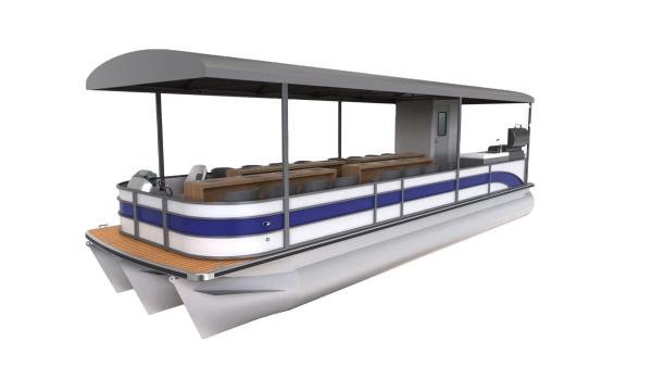 Quality 18-22 People Aluminum Construction Pontoon Boat With Optional Stereo System for sale