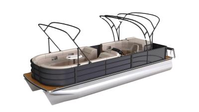 China 23ft Leisure Recreational Pontoon Boat With Lounge Seating 8-12 People Capacity for sale