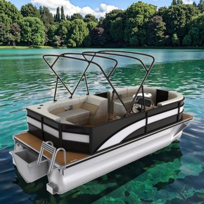 China 600 KGS Capacity Motor Mini Pontoon Fishing Boat Width 2.3m for sale