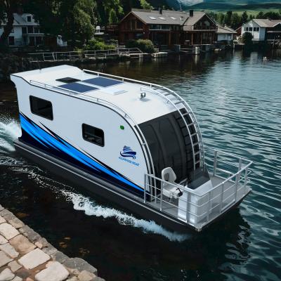 China Aluminum 4m Width 7.9m Length House Boat Luxury Floating for sale