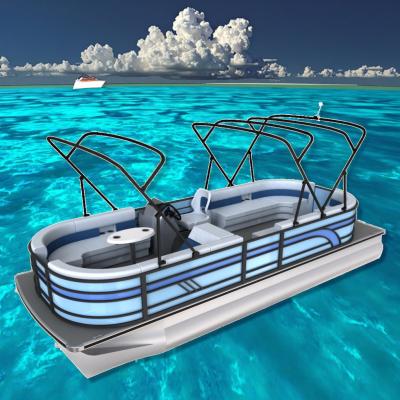China Barco Pontoon de 26 pés, potência máxima 150HP, combustível gasolina, com motor à venda