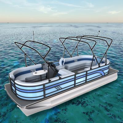 China Barco pontoon esportivo de alumínio com capacidade para 12-15 pessoas, potência máxima de até 150HP à venda