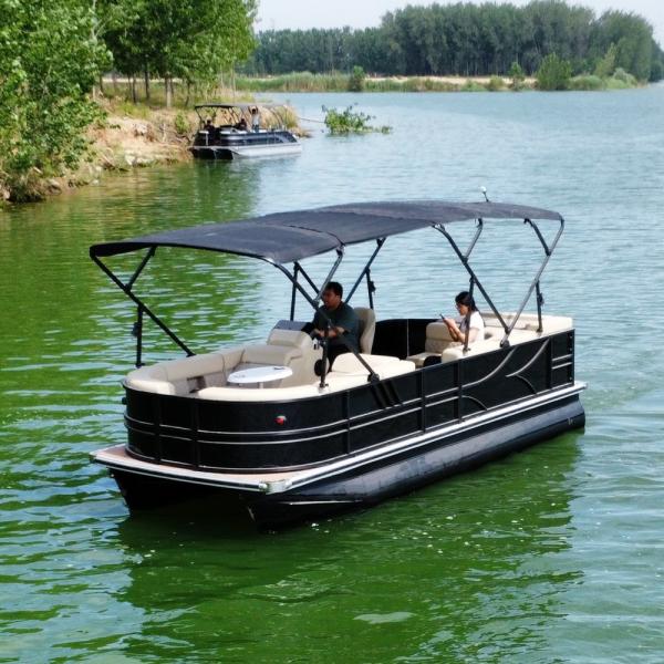 Quality 19ft Luxury Pontoon Boat Customizable Leisure Craft for Relaxation & Entertainme for sale