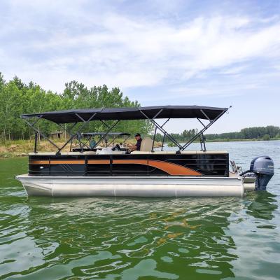 China 25ft Classic Elegance Pontoon Boat 10 people In Black Bronze & Gold Accents for sale