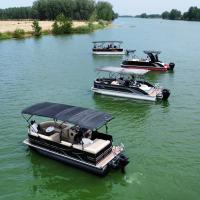 Quality Luxury Pontoon Style Fishing Boats 12-15 People Capacity With Under Seat Storage for sale