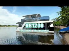 Custom Design Floating Pontoon Boat Restaurant Double Decker With 11.5m Length