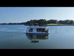 Two Story 4.0m Width House Boat Luxury Floating Pontoon Houseboat For 16 Person