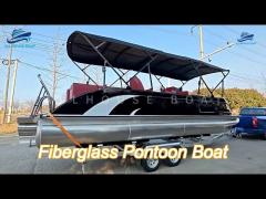 25 Ft Electric Fiberglass Hull Pontoon Boat With Stereo System And Fishing Seats