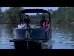 23FT Hybrid Pontoon Boat Sleek Fiberglass Bow & Durable Aluminum Body For Elevated Experience And Fuel Efficiency